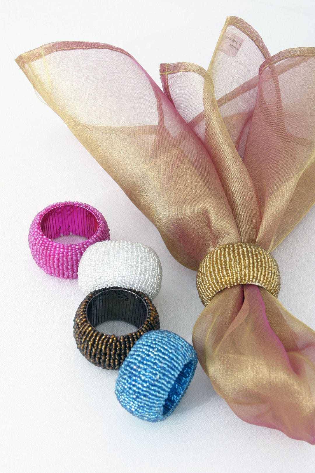 Beaded Napkin Rings Set of 6 - Etsy