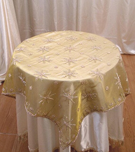 Beaded Table Topper Sheer 40x40 Gold - Etsy