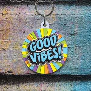 Good Vibes Dog ID Tag Pet ID Tags Custom Pet Tag Unique Pet Tags Funny ...