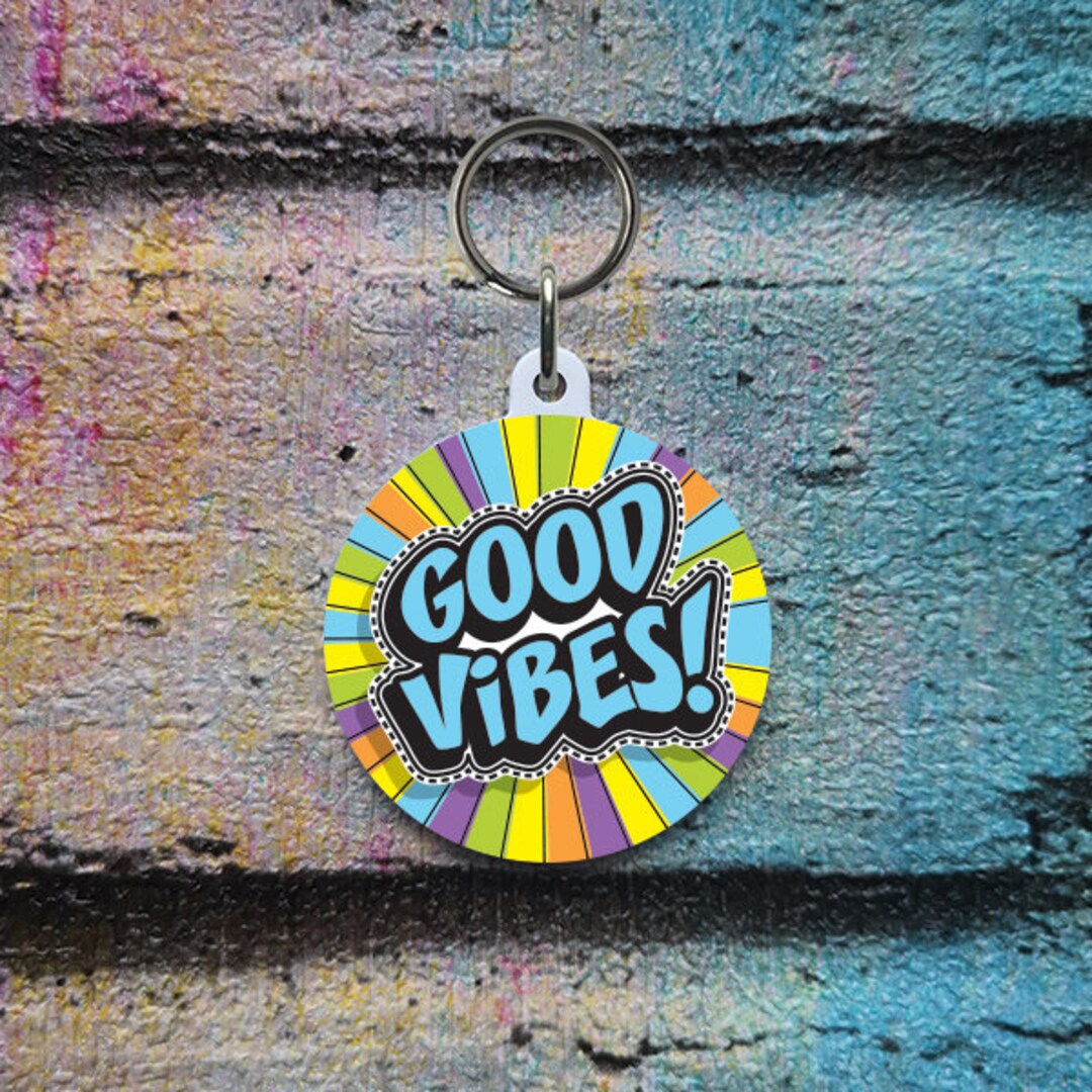 Good Vibes Dog ID Tag | Pet ID Tags | Custom Pet Tag | Unique Pet Tags ...
