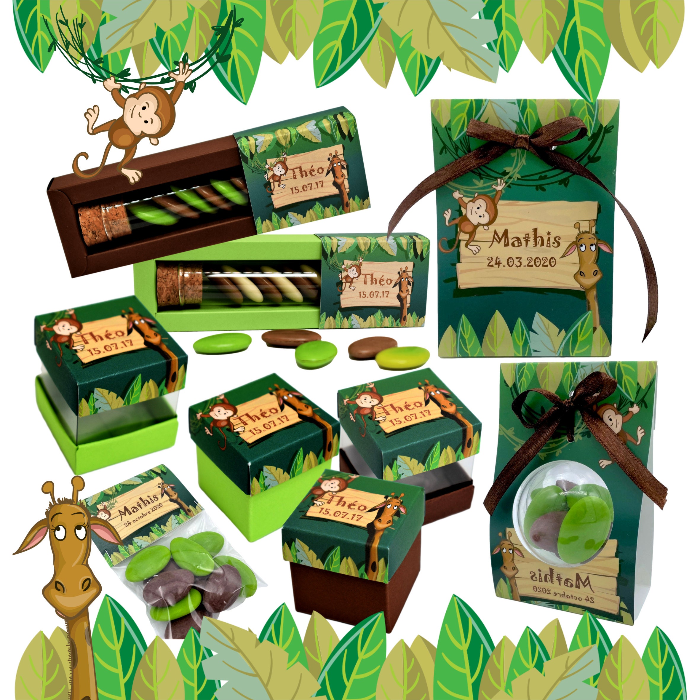 10 dozen dragees cube gift doop Jungle-zoo Originele en ...