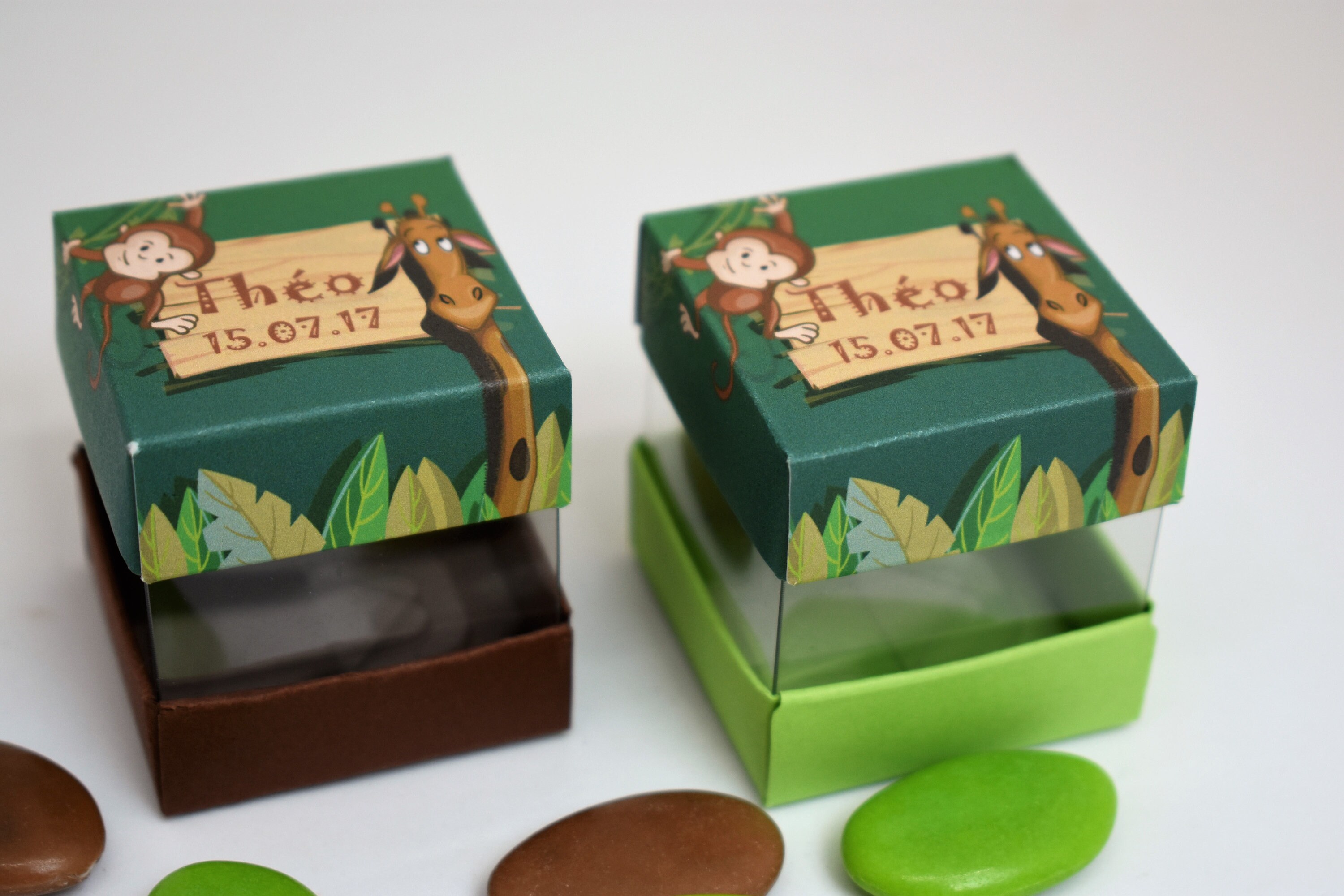 10 dozen dragees cube gift doop Jungle-zoo Originele en ...