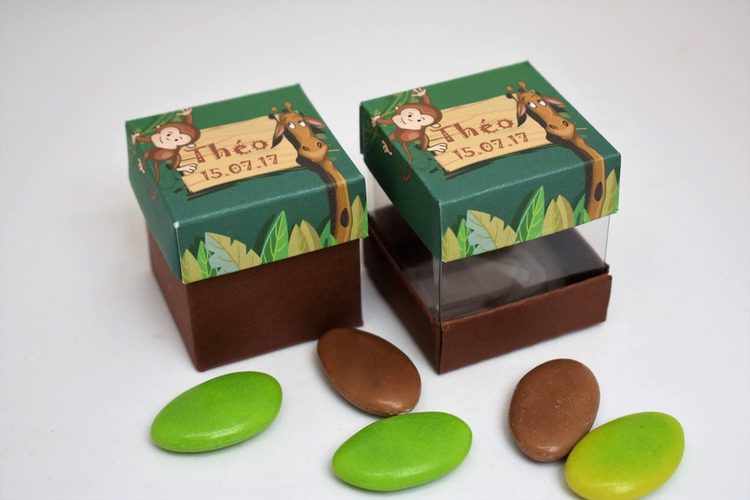 10 dozen dragees cube gift doop Jungle-zoo Originele en ...