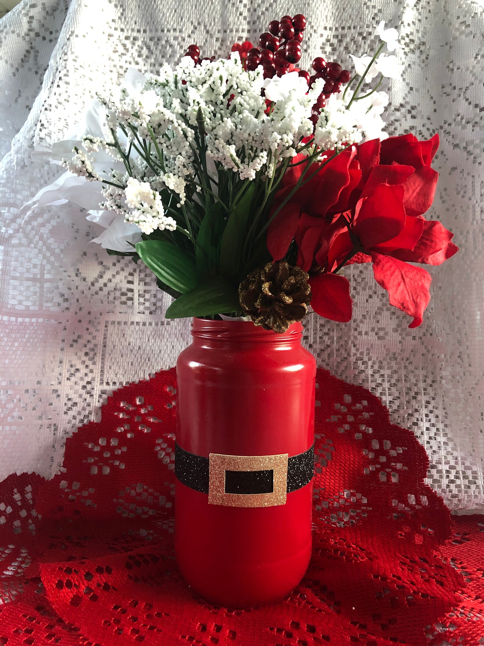 Christmas Holiday Decoration Santa Themed Mason Jars Centerpiece - Etsy