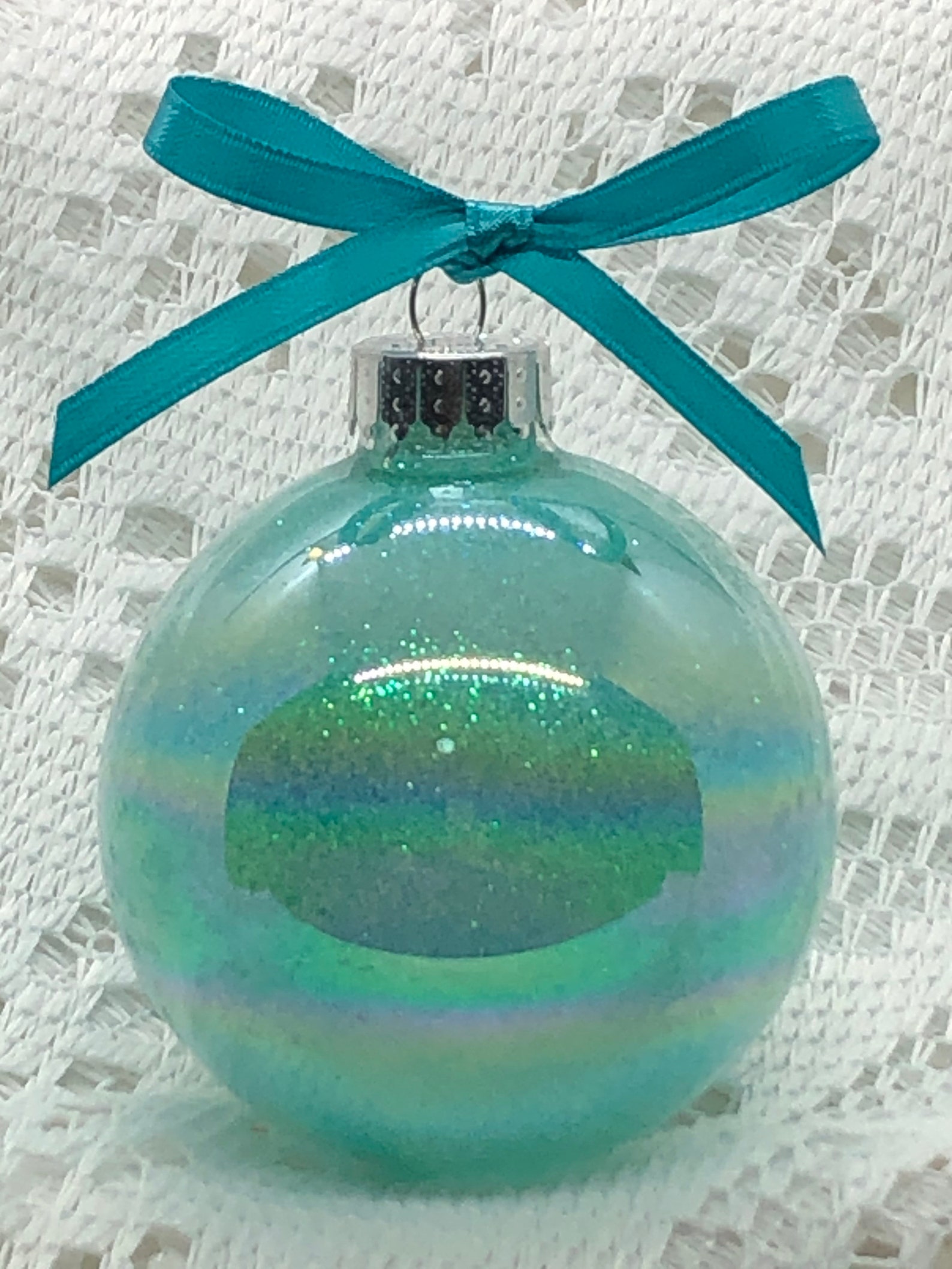 Neon Blue Robin Egg Iridescent Glass Glitter Sparkly Christmas Holiday ...