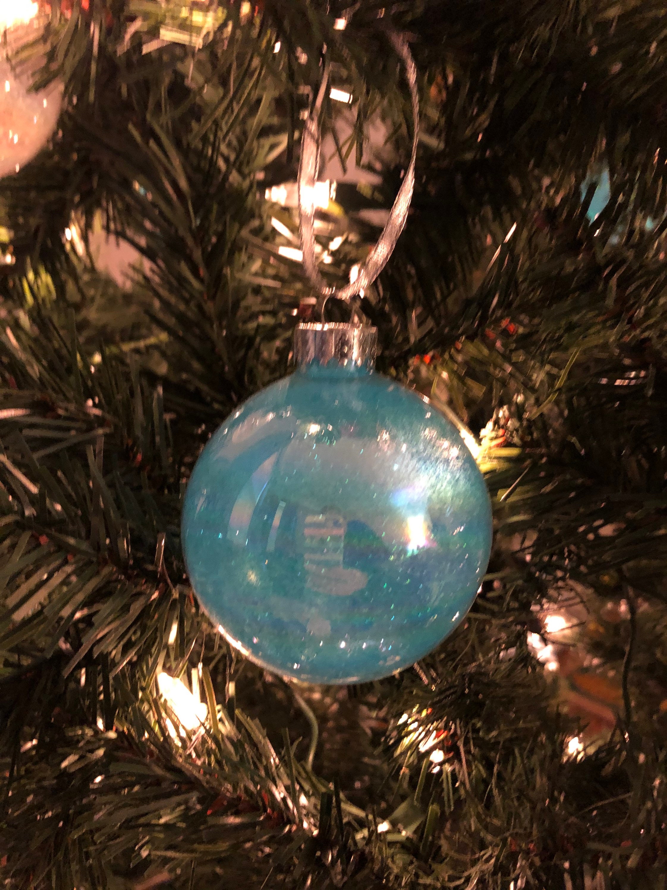 Neon Blue Robin Egg Iridescent Glass Glitter Sparkly Christmas Holiday ...