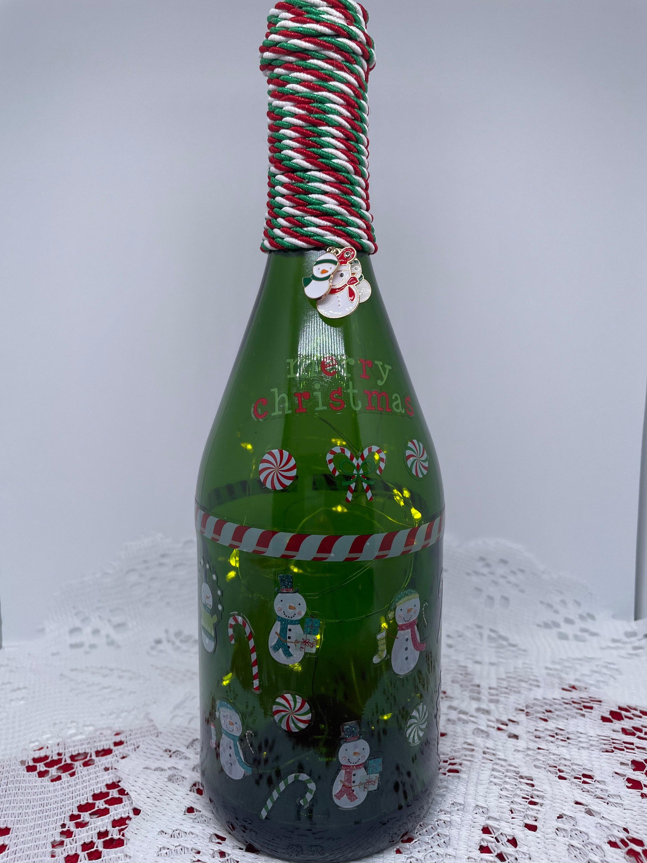 Christmas Wine Bottle Holiday Centerpiece Decorations Lighted Crafts - Etsy
