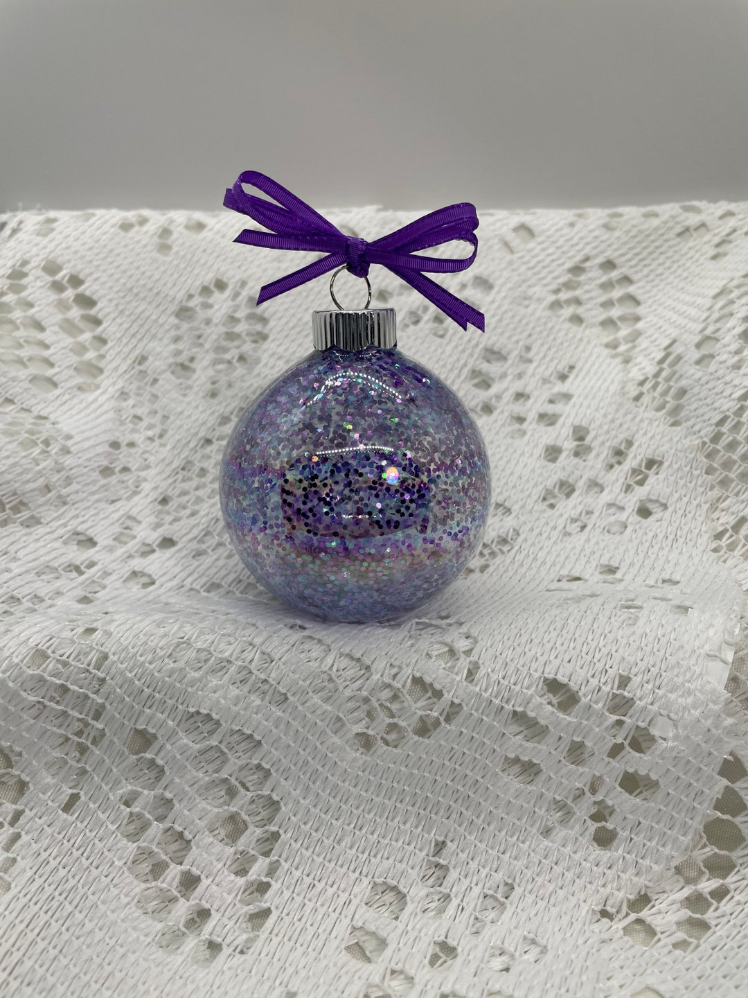 Purple Enchanted Iridescent Glass Glitter Sparkly Christmas Holiday ...