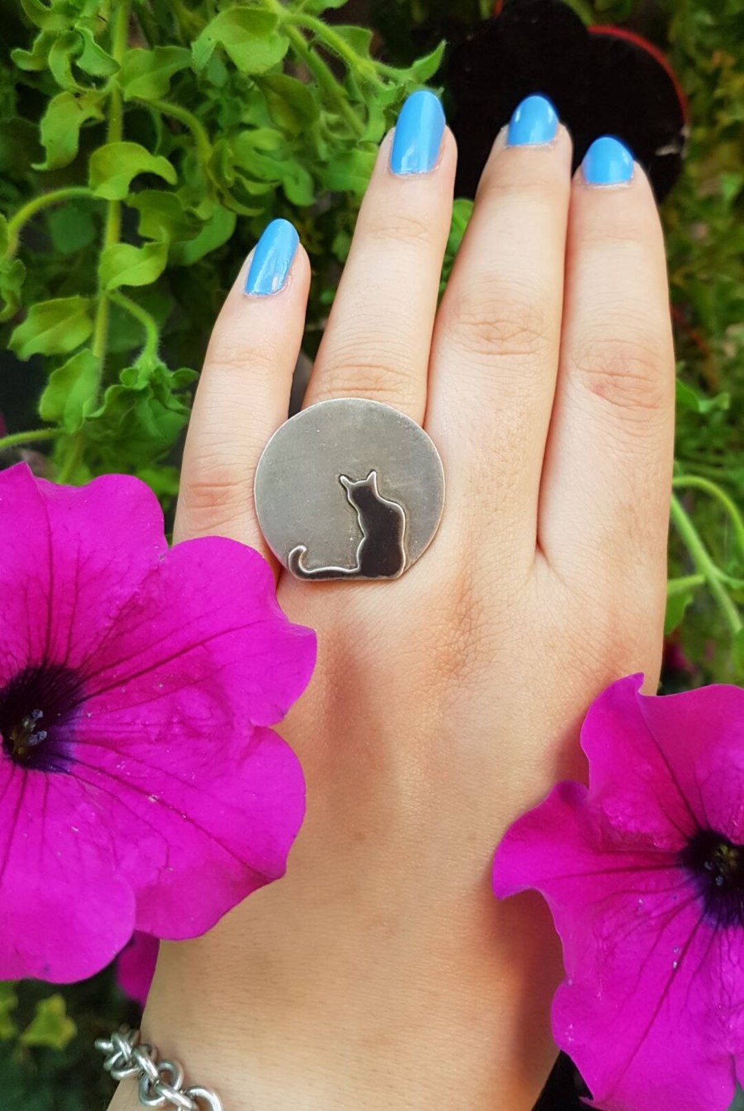 Cat Ring on the Moon Cat Delve Into the Moon Cat Cat Jewelry Ring Pet ...