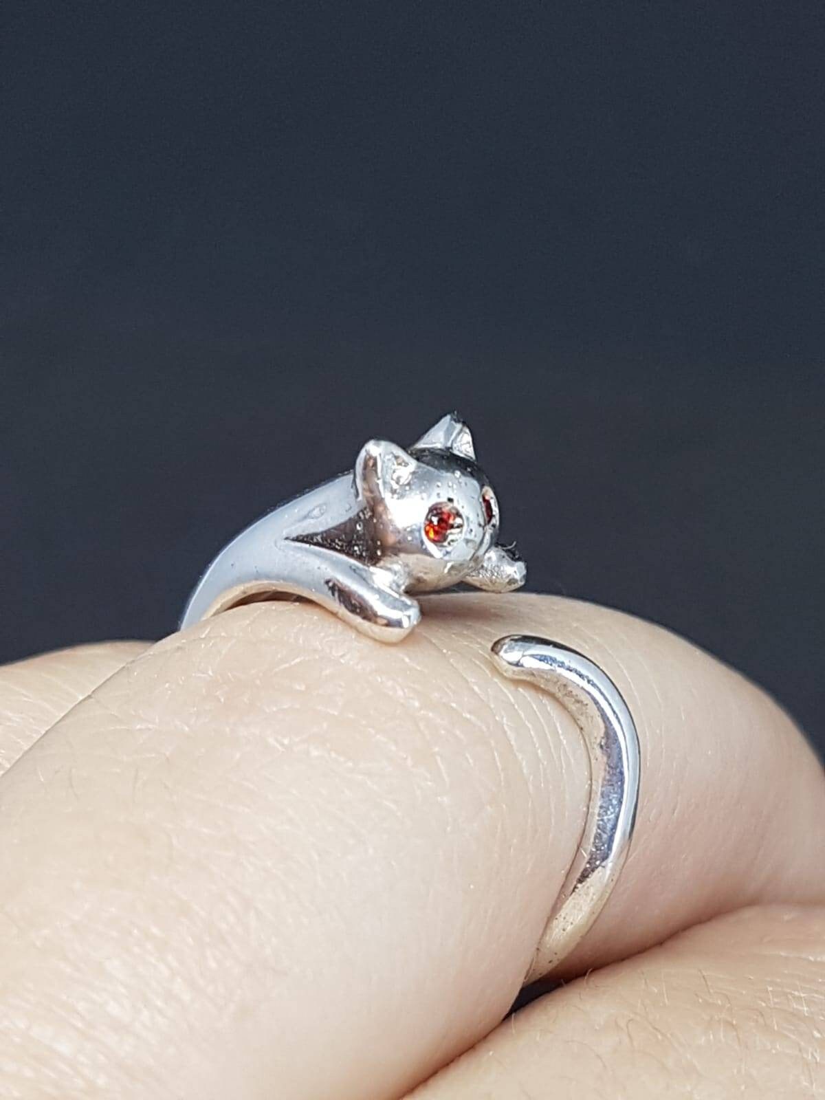 Silver Cat Ring - Etsy