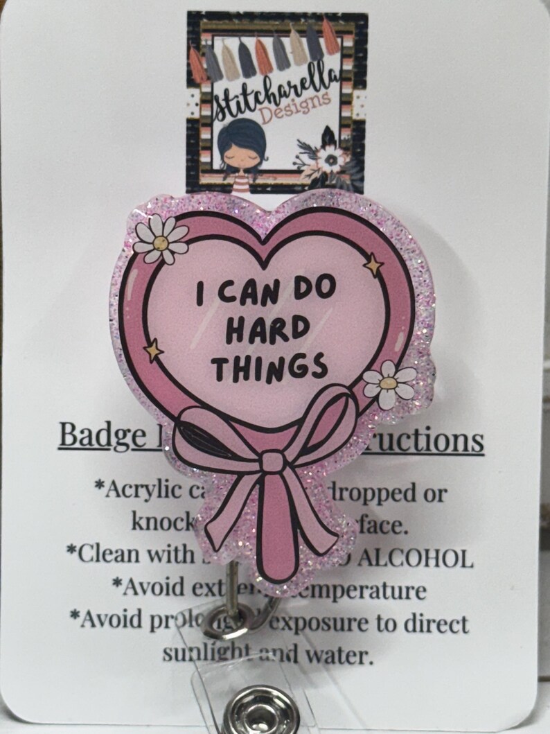 I Can Do Hard Things Retractable Badge Reel | Badge Reel | Nurse Badge ...