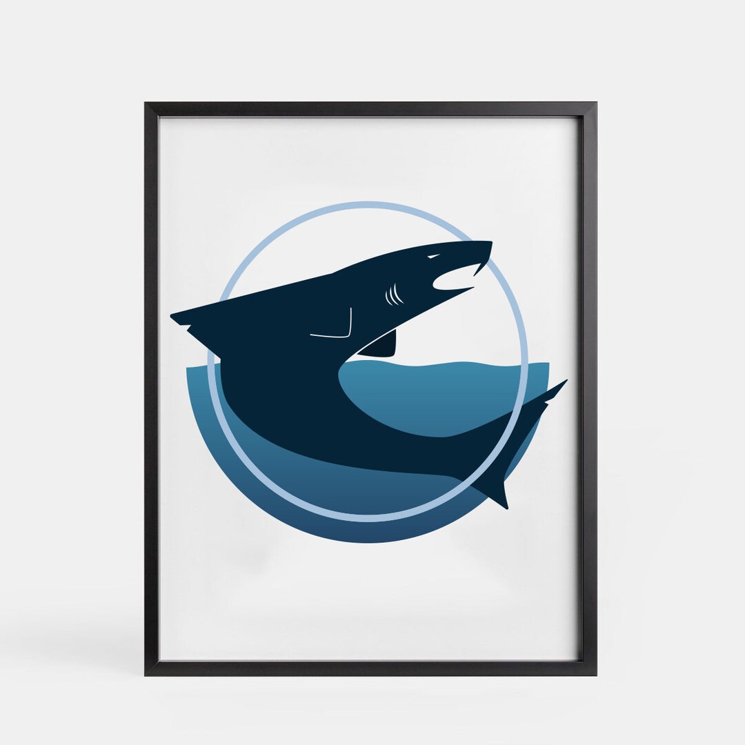 Wild Shark Print, Ocean Wall Art, Printable Poster, Deep Sea Design ...