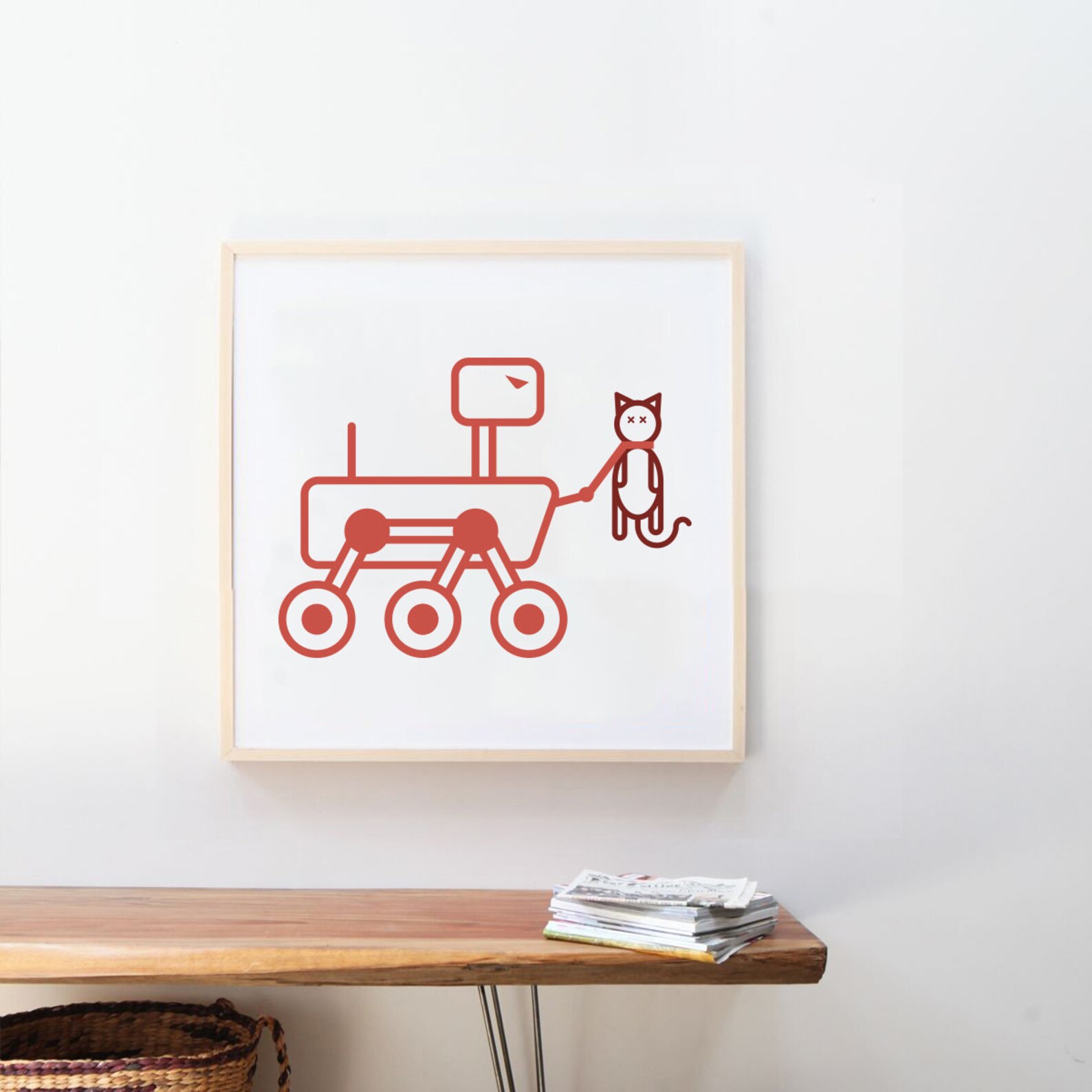 Curiosity Killed the Cat Mars-Rover Print, Curiosity, Space Wandkunst ...