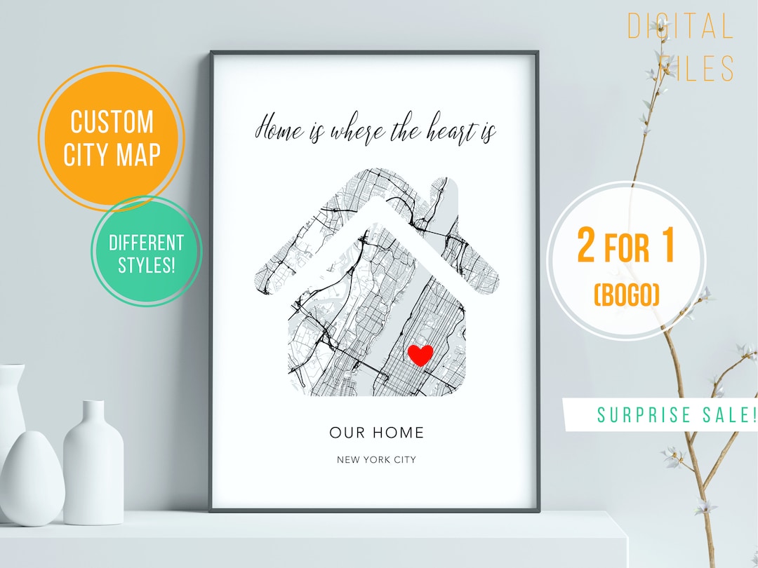 Custom House Map | 2 for 1 | SURPRISE SALE! New Home is Where the Heart ...