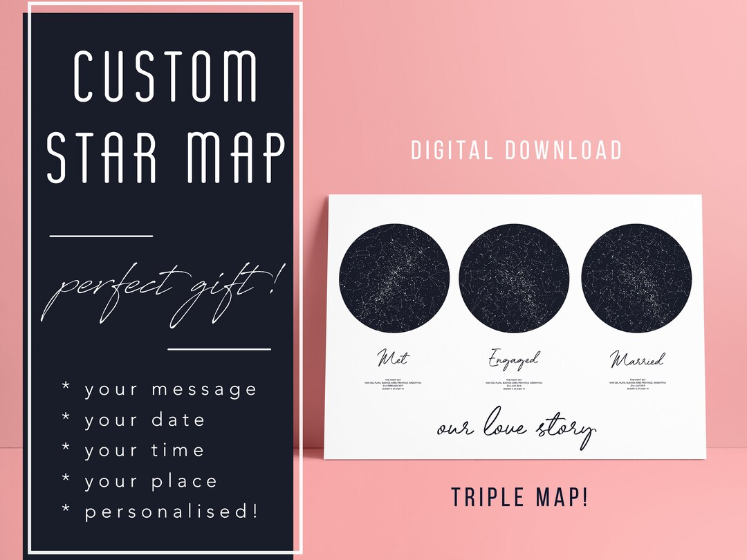Custom Star Map Triple Star | Our Story Our Children Map Night Sky ...