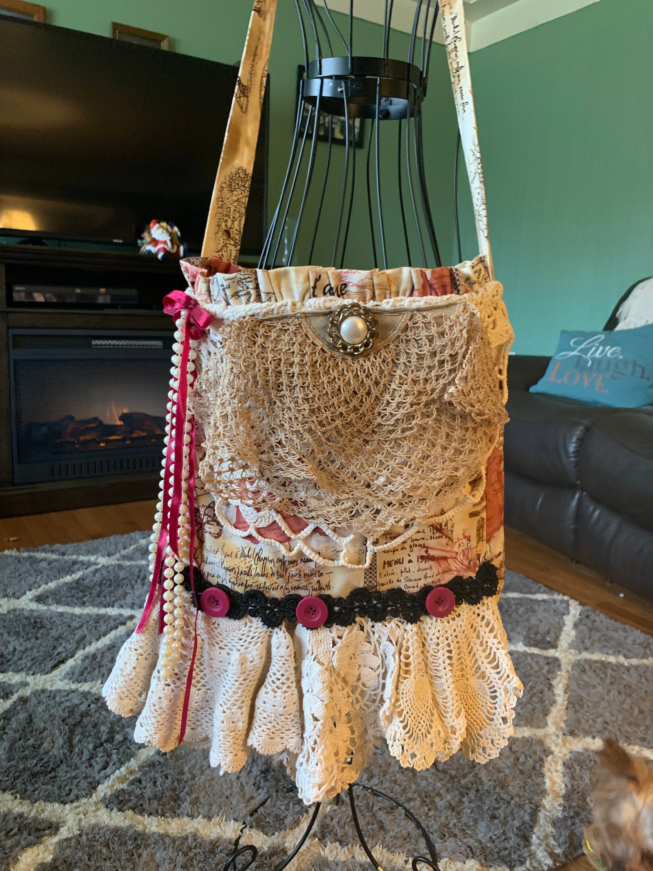 Shabby Chic Boho Crocheted Doily Lace Purse Handbag Tote - Etsy