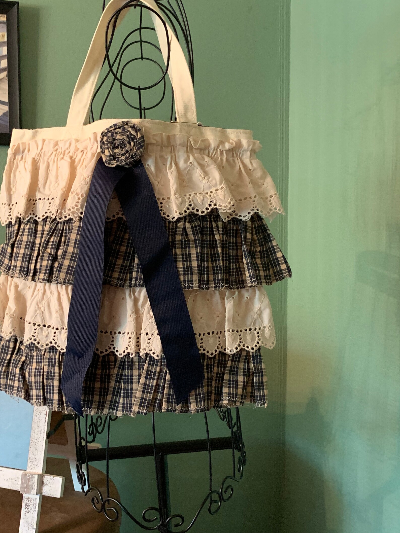 Cottage Chic Tote Bag Ruffled Purse - Etsy