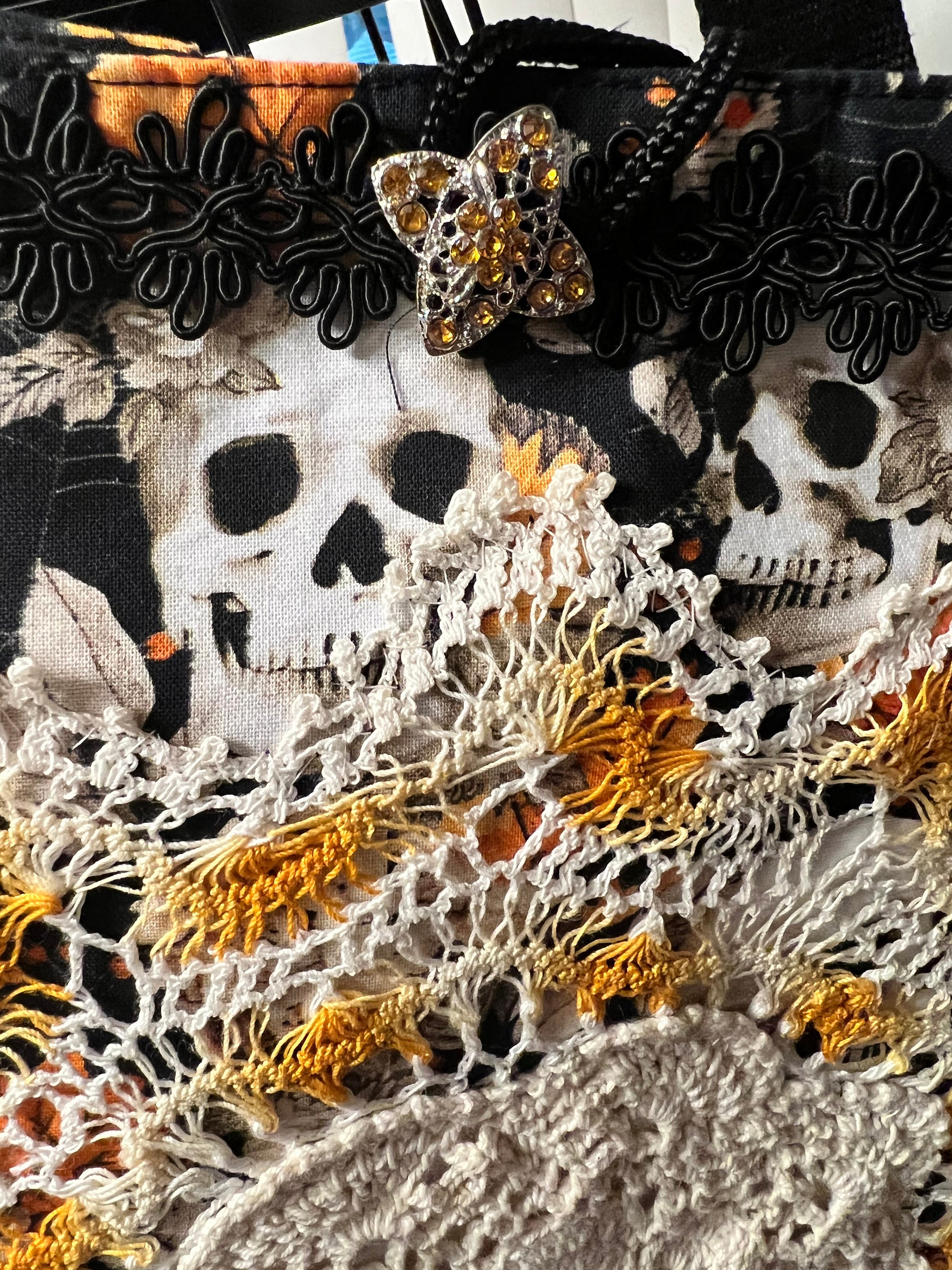 Goth Bag Skulls and Roses Hippy Boho Doily Purse - Etsy