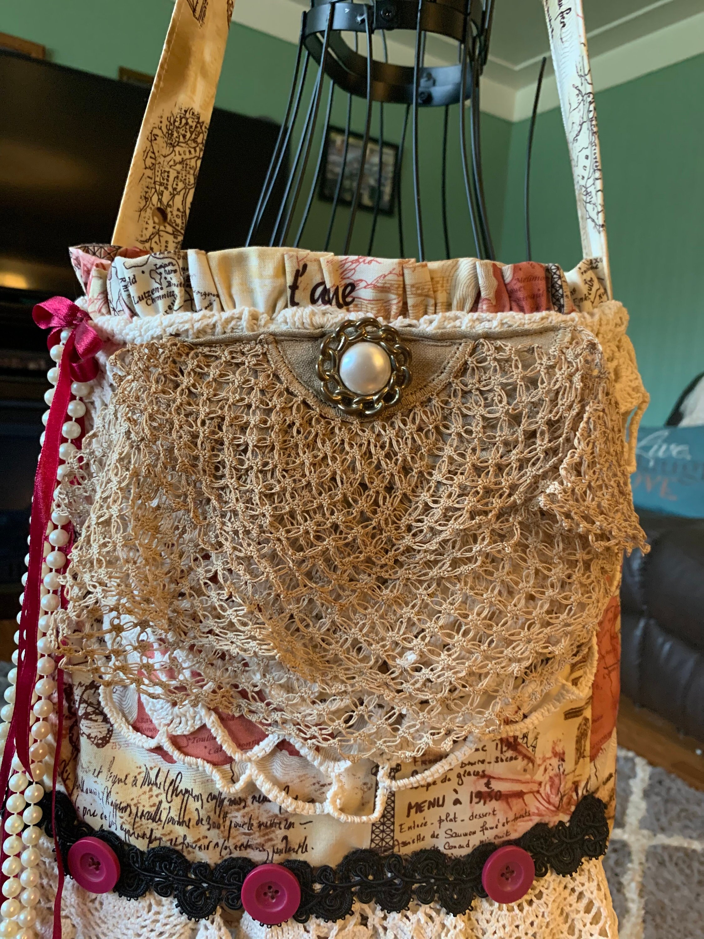 Shabby Chic Boho Crocheted Doily Lace Purse Handbag Tote - Etsy