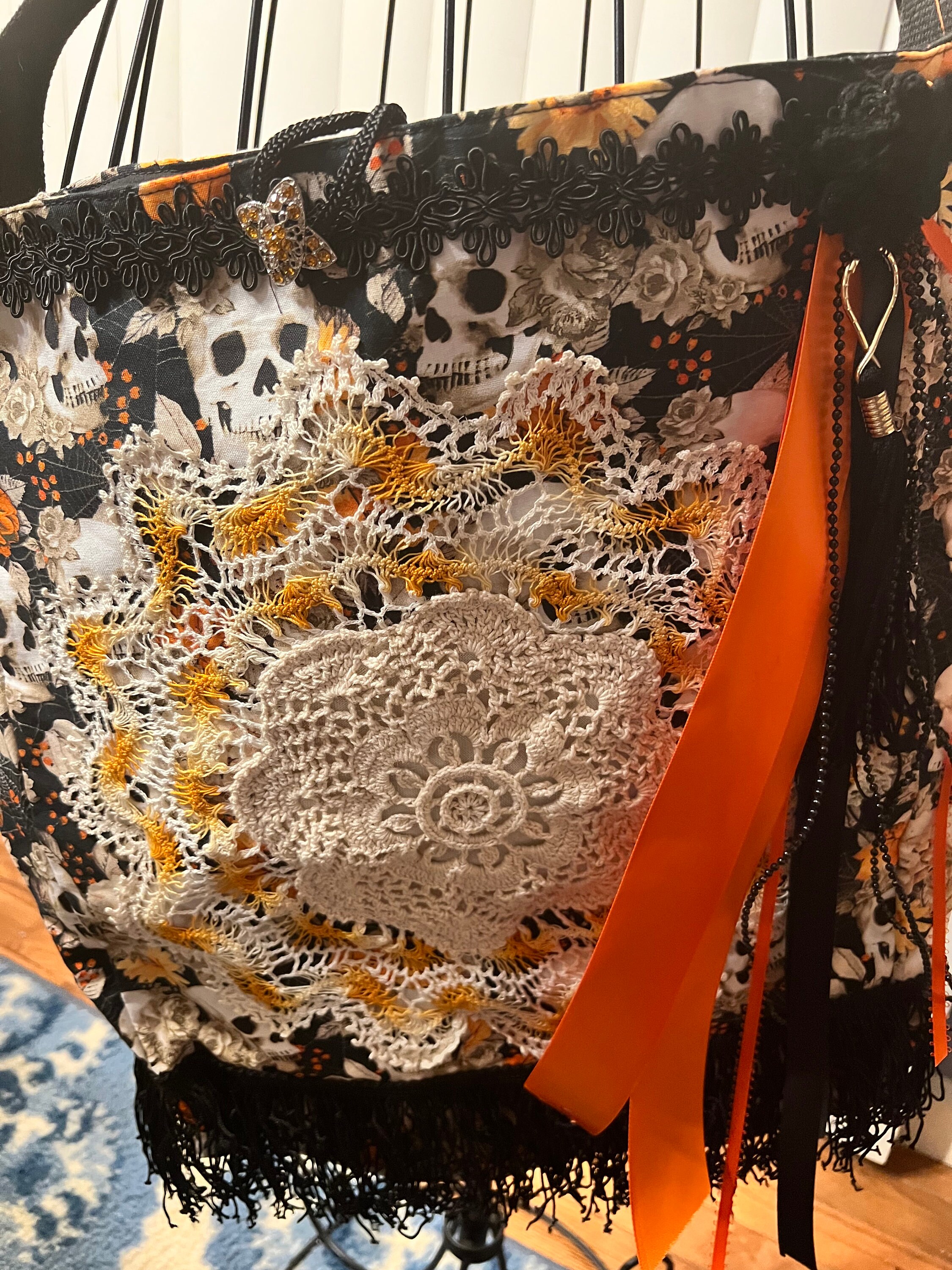 Goth Bag Skulls and Roses Hippy Boho Doily Purse - Etsy