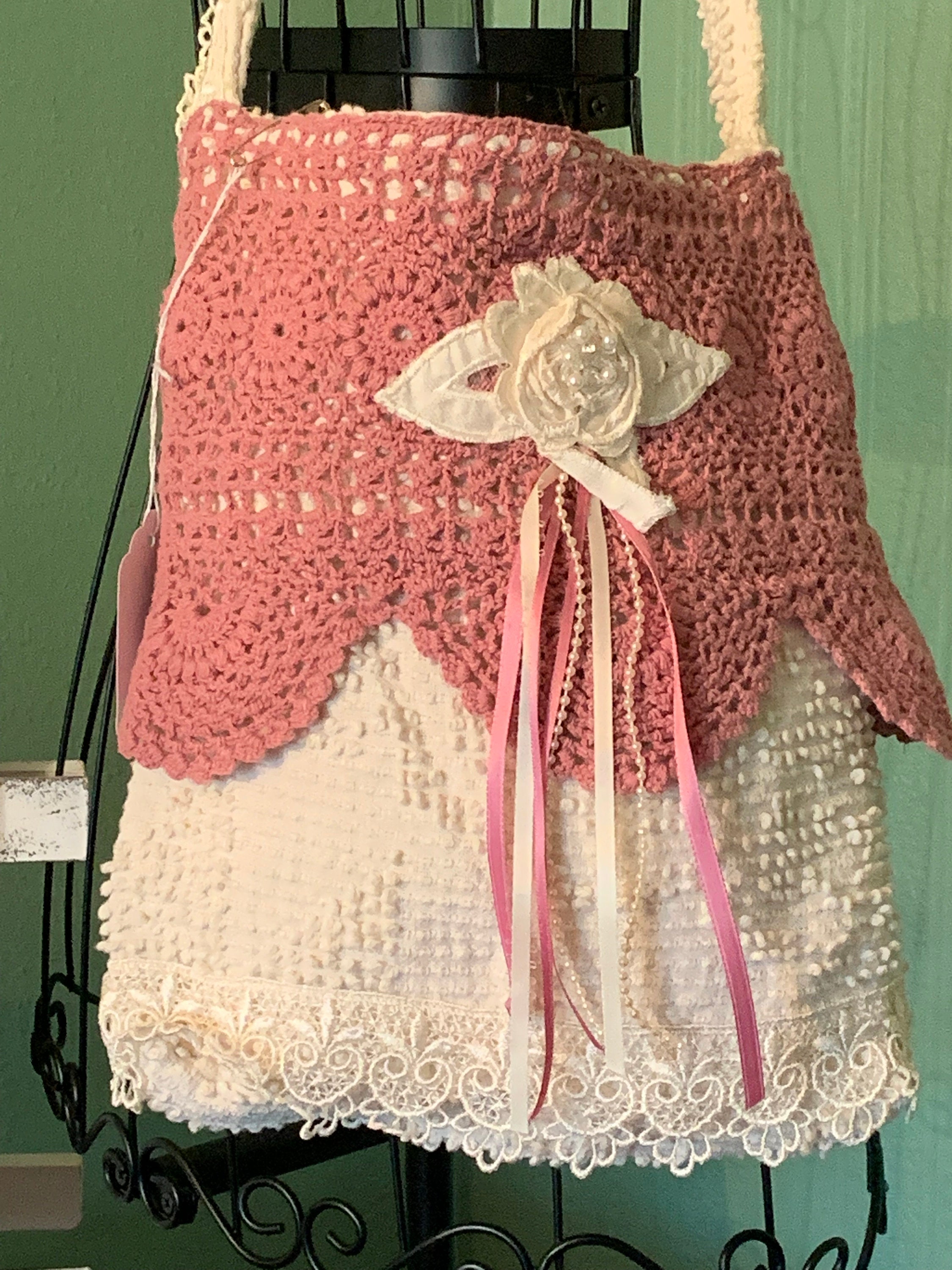 Victorian Inspired Bag Handmade Doily Purse Chenille Tote - Etsy