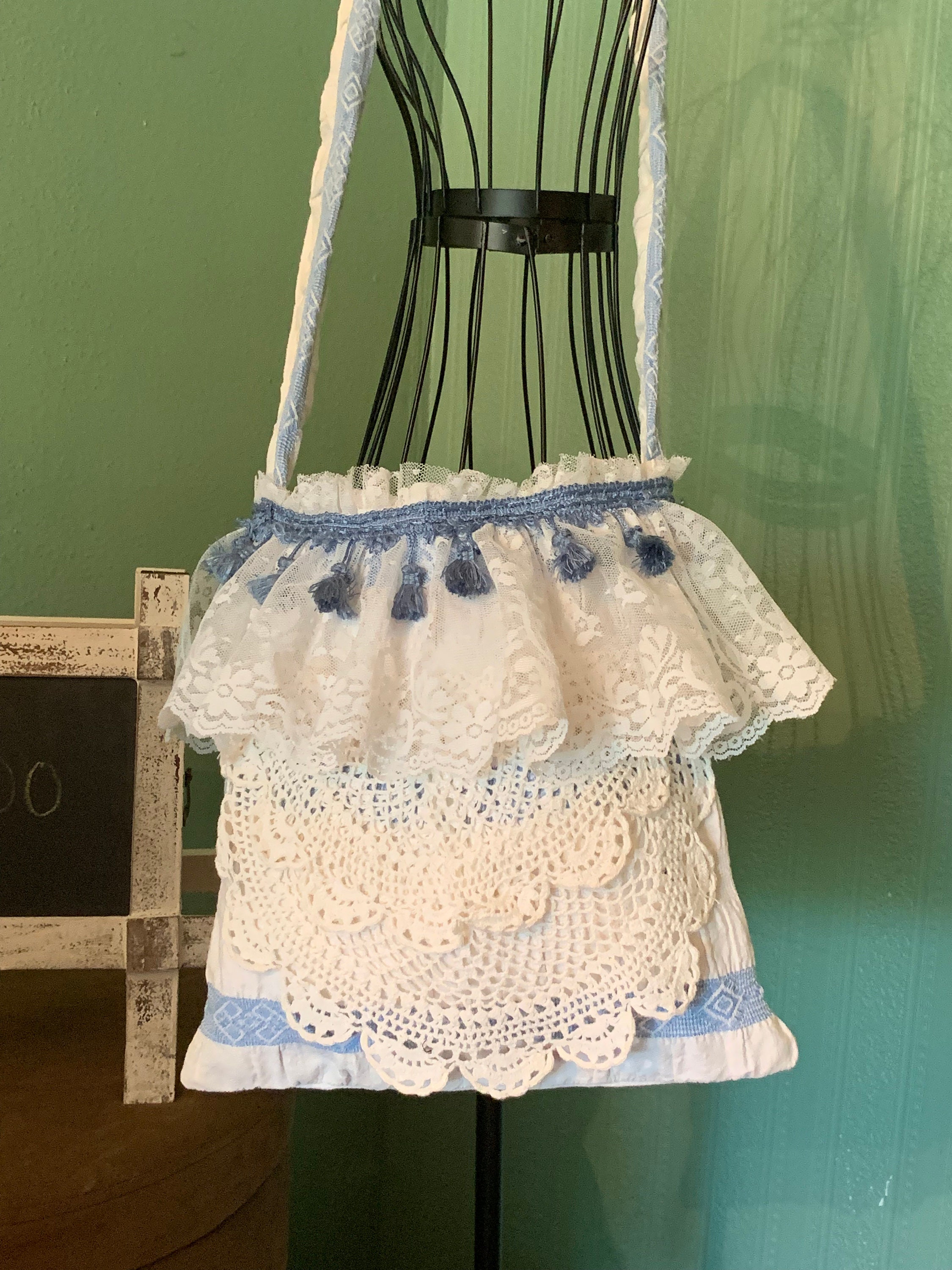 Victorian Inspired Purse Lacey Doily Handbag Tote - Etsy