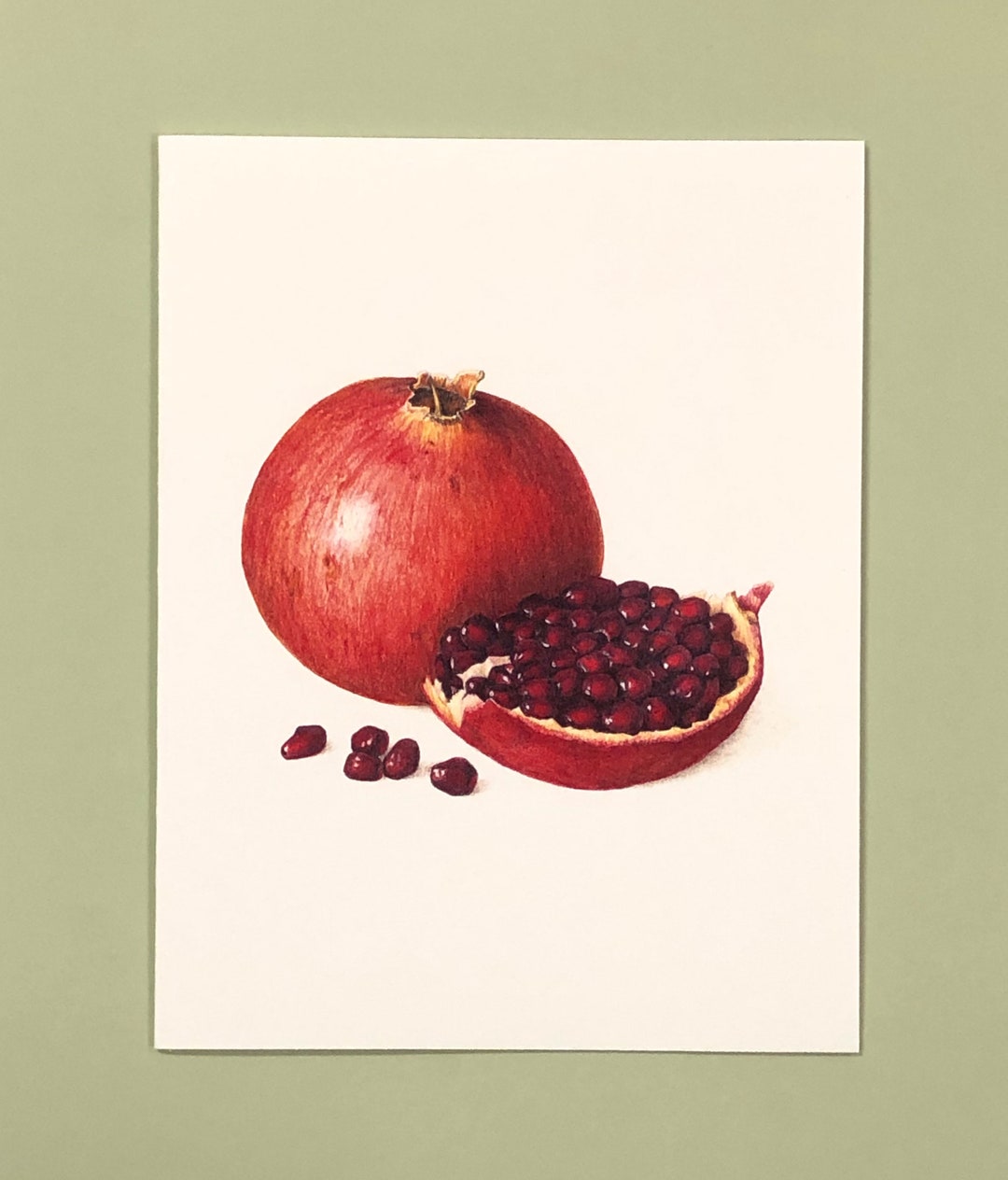 Note Card Pomegranate 4.25 X 5.5 Card Matching - Etsy