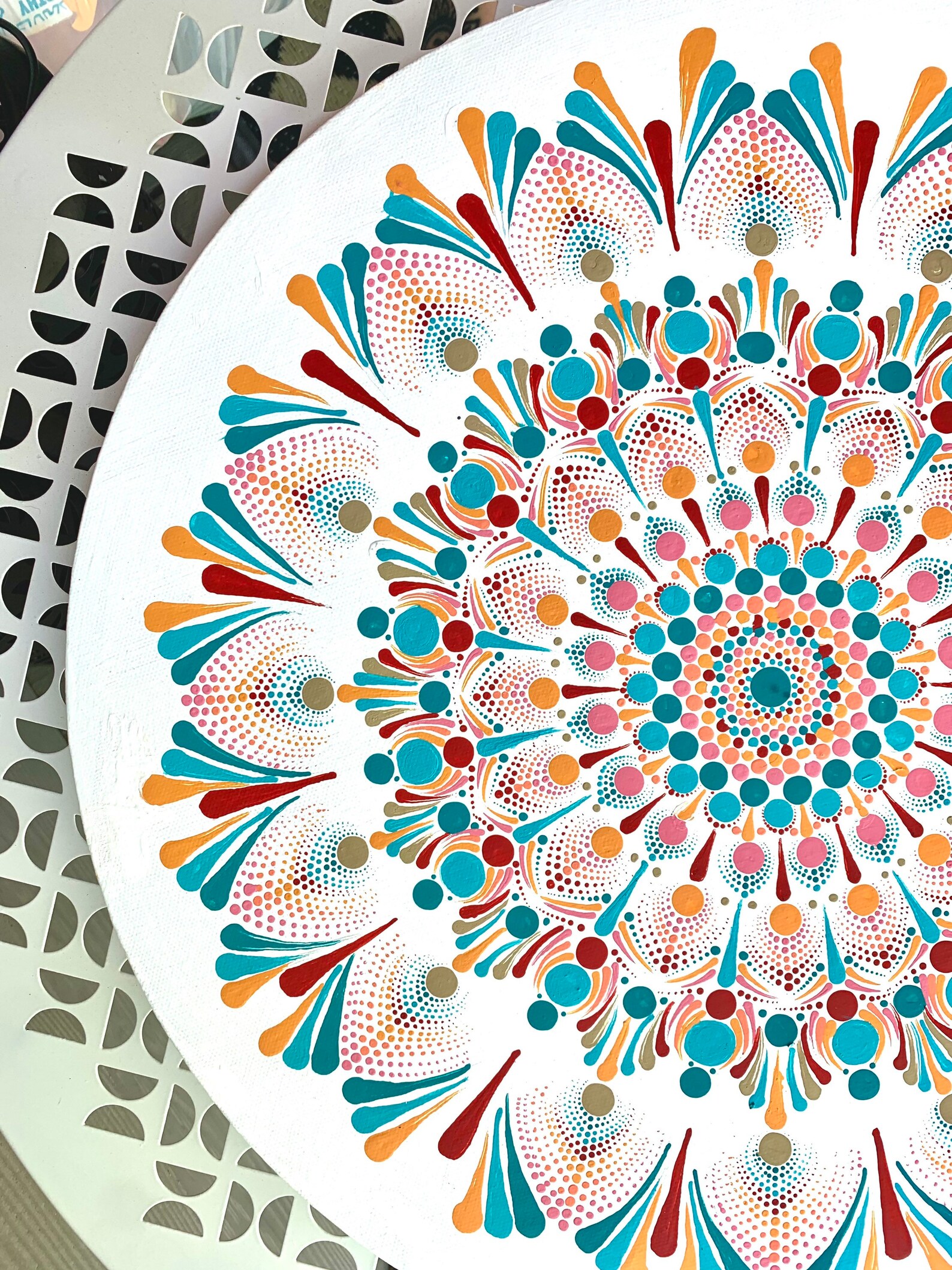 Hand Painted Round Canvas - Etsy