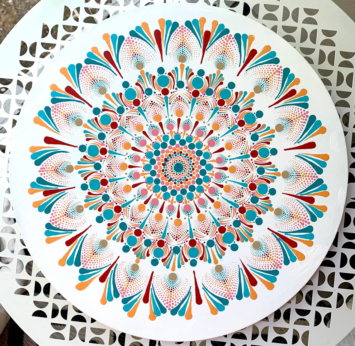 Hand Painted Round Canvas - Etsy