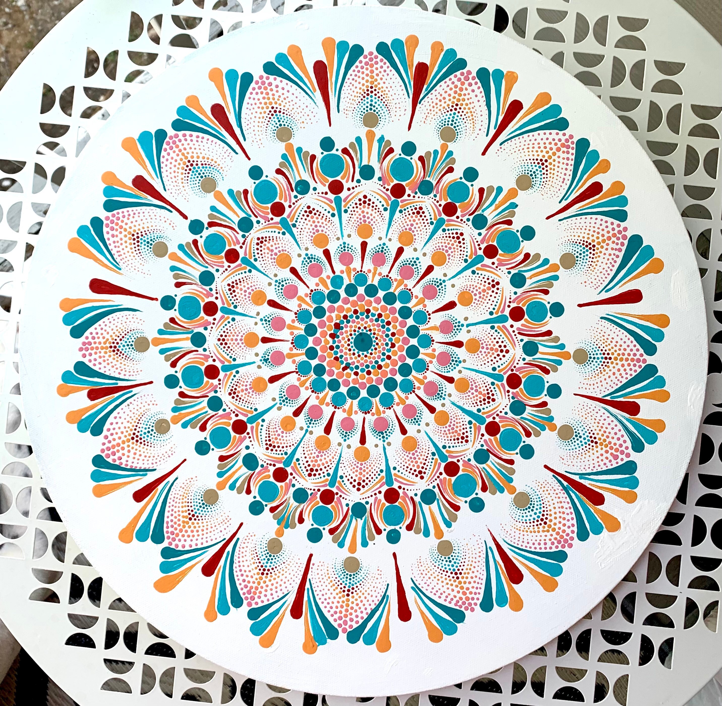 Hand Painted Round Canvas - Etsy