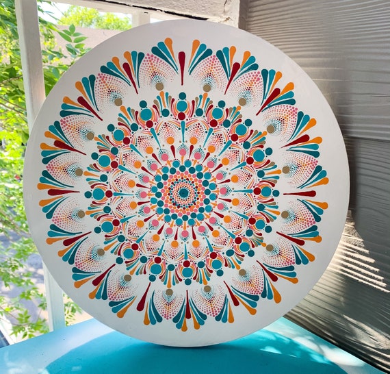 Hand Painted Round Canvas | Etsy
