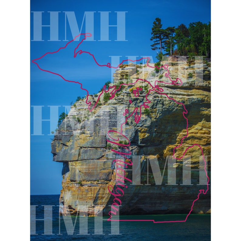 Michigan, Digital Download, SVG, PNG, PDF, Pictured Rocks, Upper ...