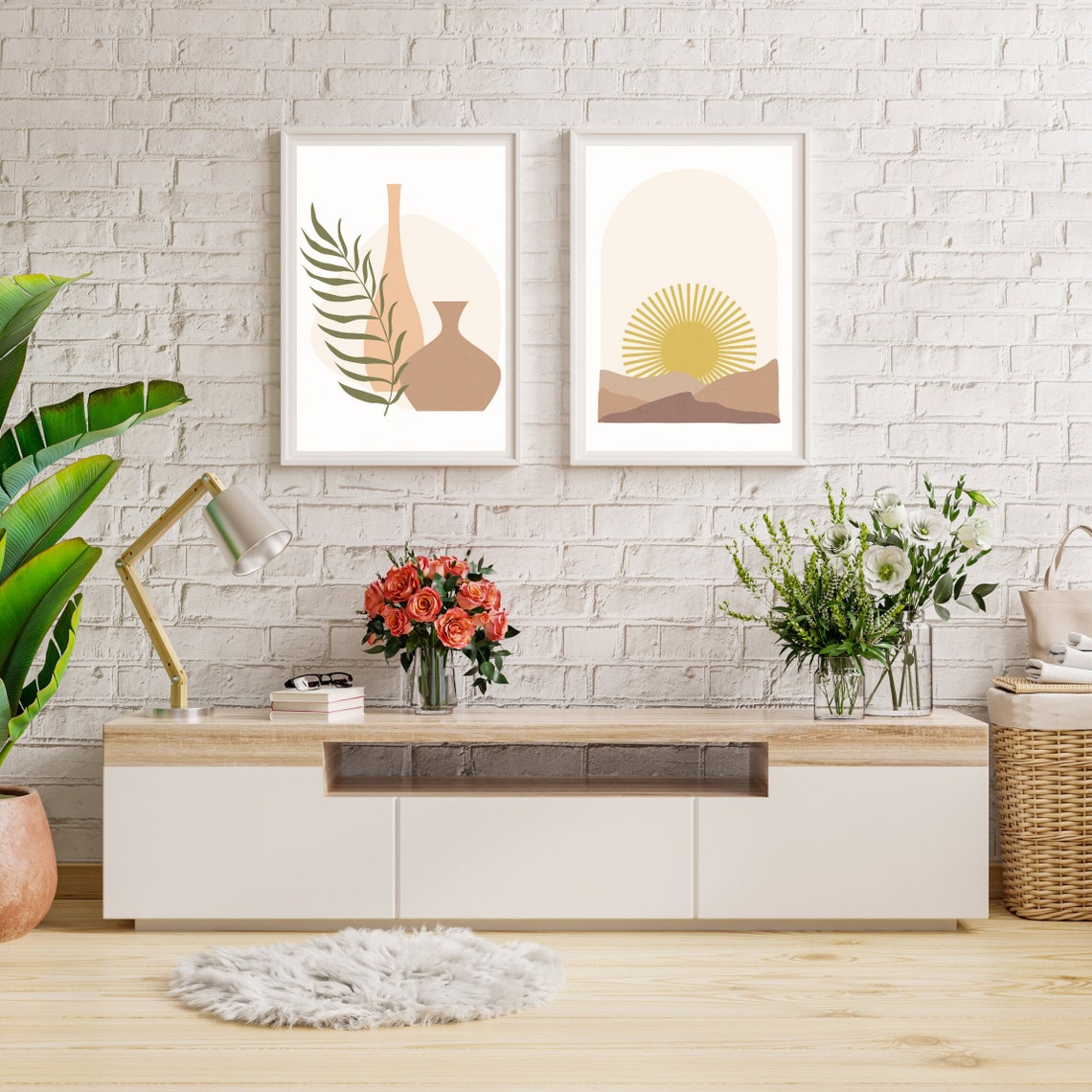 Boho Sunrise and Vase Digital Download Poster Sticker - Etsy