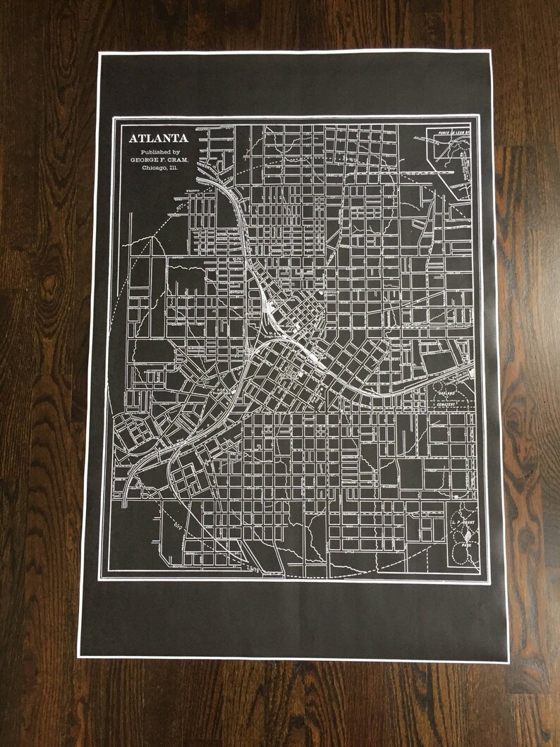 Vintage Atlanta Map. Art. Poster. 24 X 36 Great Industrial - Etsy