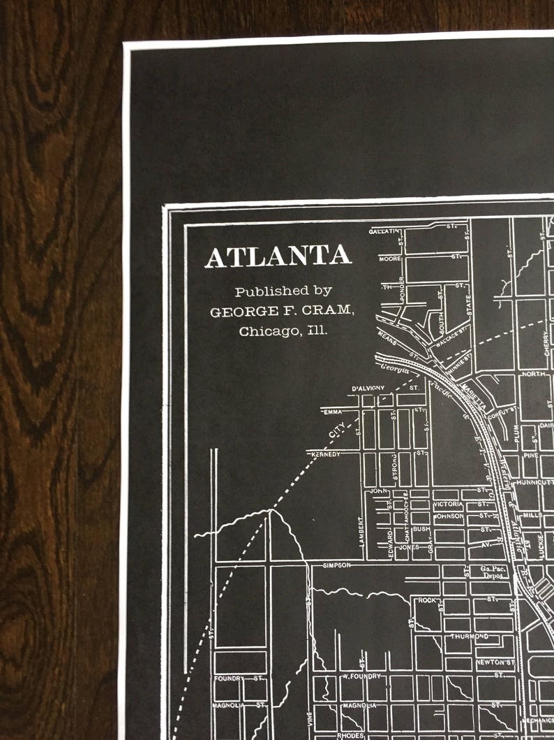 Vintage Atlanta Map. Art. Poster. 24 X 36 Great Industrial - Etsy