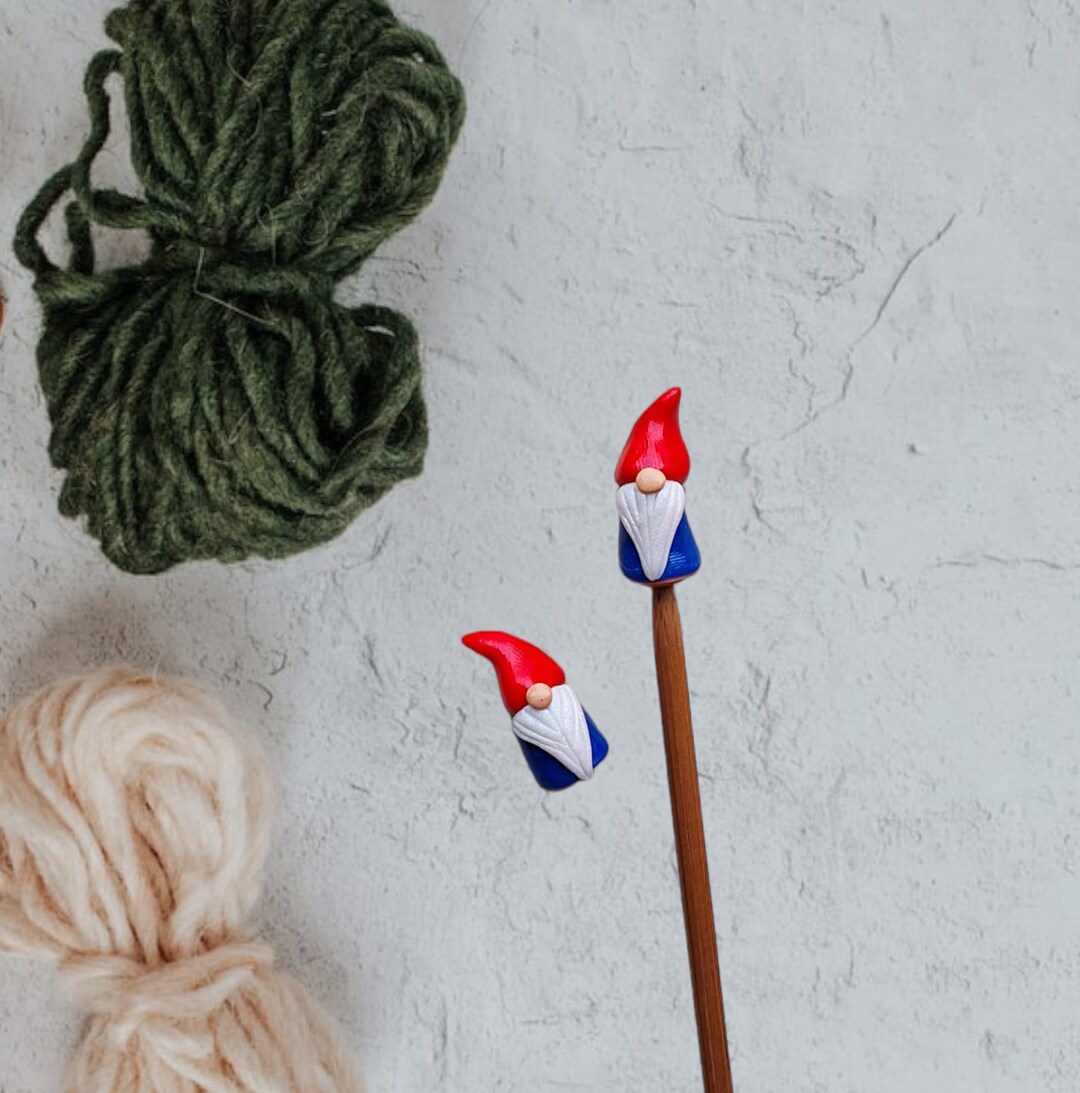 Polymer Clay Red Blue Toadstool Gnome Needle Stoppers / Garden Gnome ...