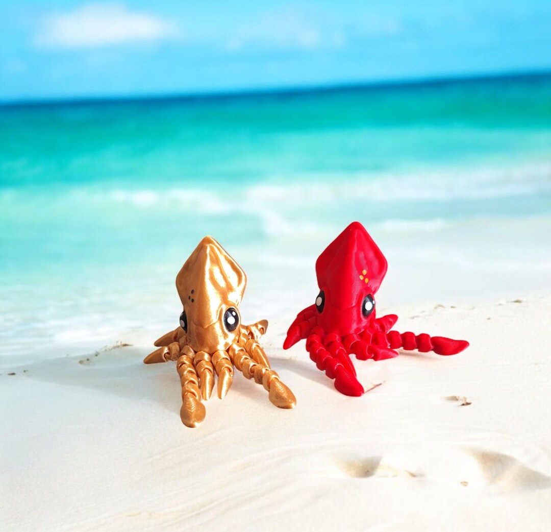 3D Articulated Colorful Squids / 3d Printed Octopus Animals / Squid Octopus PLA 3d Printed Knick ...