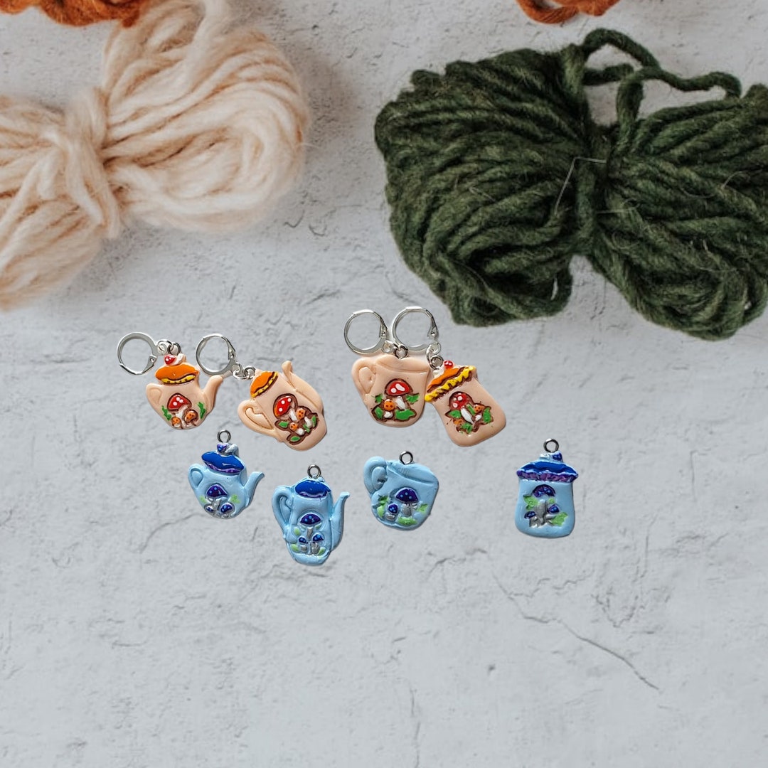 Stitch Markers Set 4 Vintage Mushroom Toadstool Teapot Cookie Jar ...