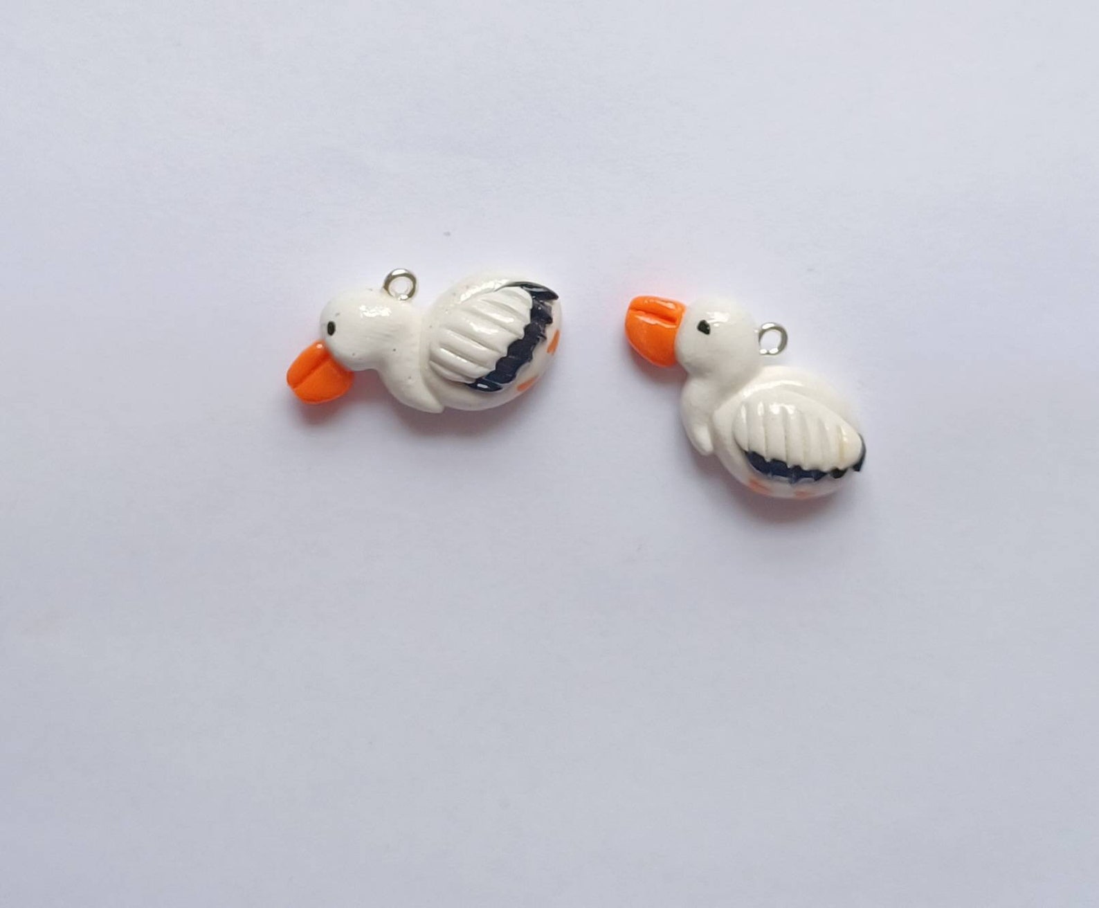 Kawaii Pelican Charms / Polymer Clay Bird Charms / Kawaii Animal Charms ...