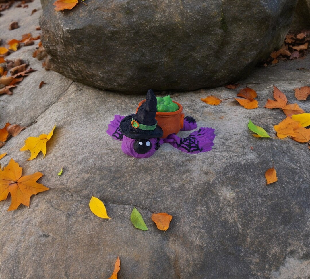 3D Articulated Orange Purple Witch Cauldron Turtle / 3d Printed Turtle ...