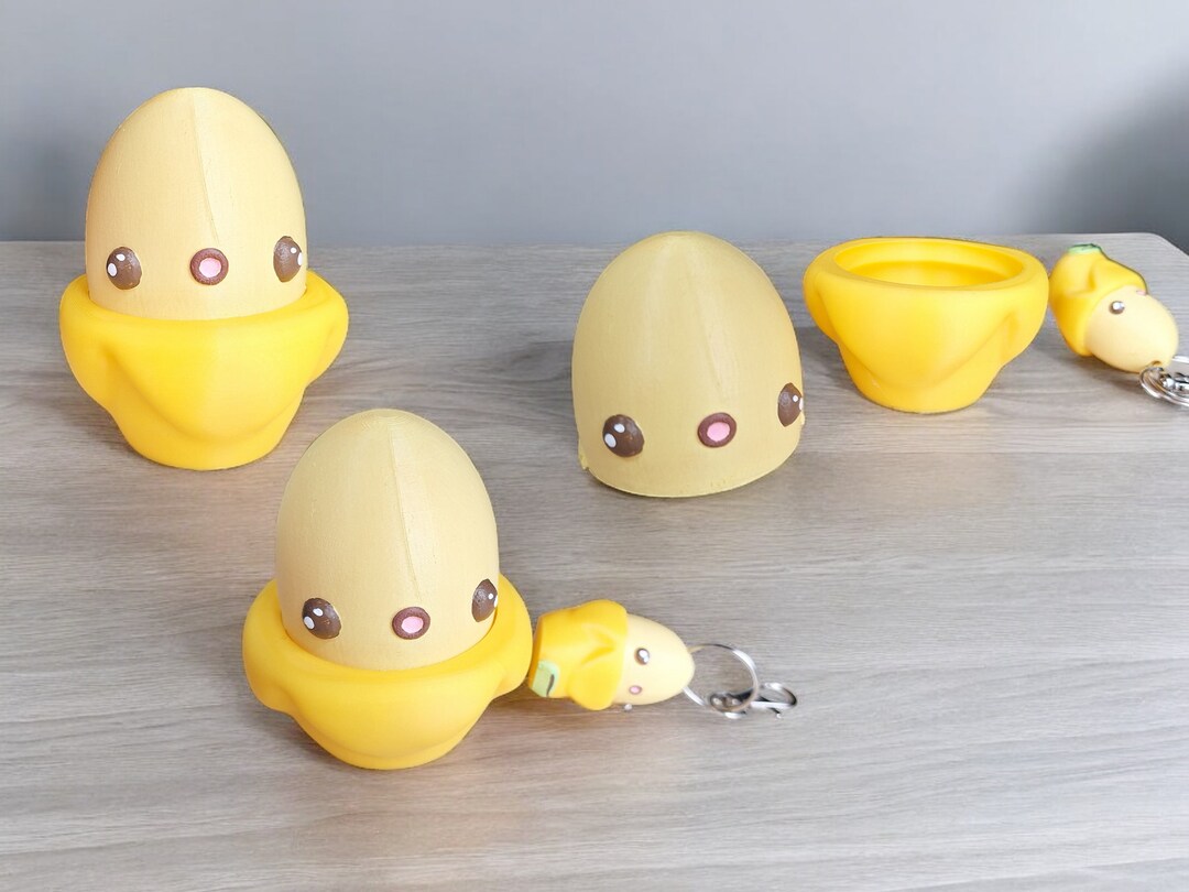 3D Printed Banana Container With Keychain / 3d Kawaii Banana Storage ... 3D Printed Banana Container With Keychain / 3d Kawaii Banana Storage ...