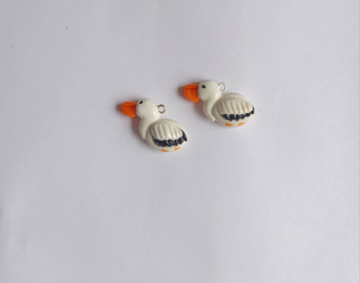Kawaii Pelican Charms / Polymer Clay Bird Charms / Kawaii Animal Charms ...