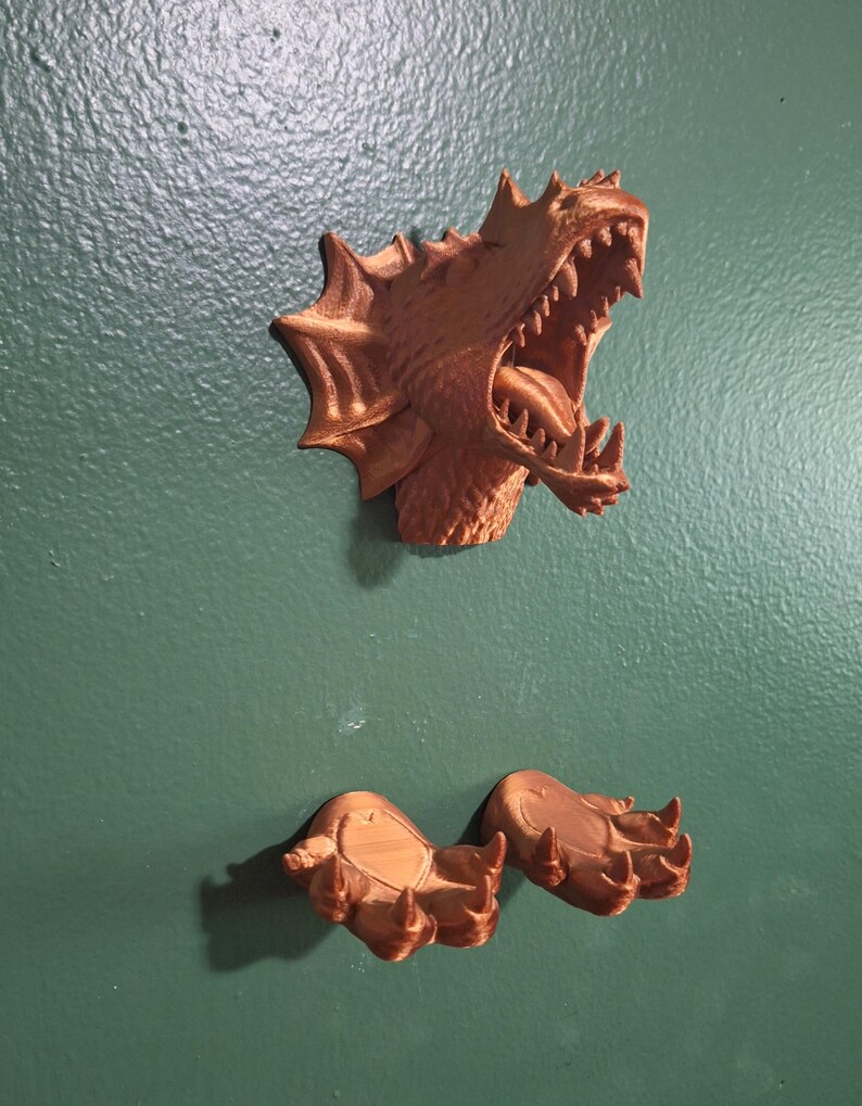 3D Printed Dragon Head Key Holder Organizer / Wall Mount Coat Hanger ...