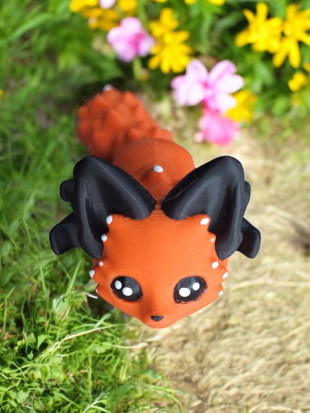 Hand Painted 3D Articulated Orange Fox Flexi / 3d Printed Orange Black ...