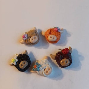 Kawaii Highland Cow Charms / Polymer Clay Floral Cow Charms / Kawaii ...