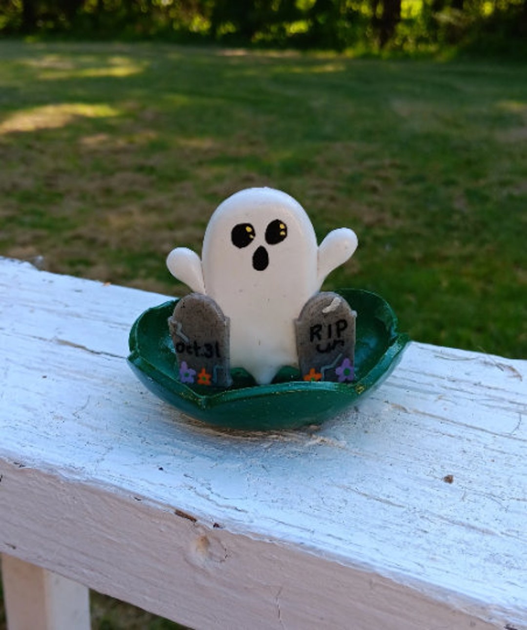 Polymer Clay Ghost With Headstone Incense Burner Holder / RIP Incense ...