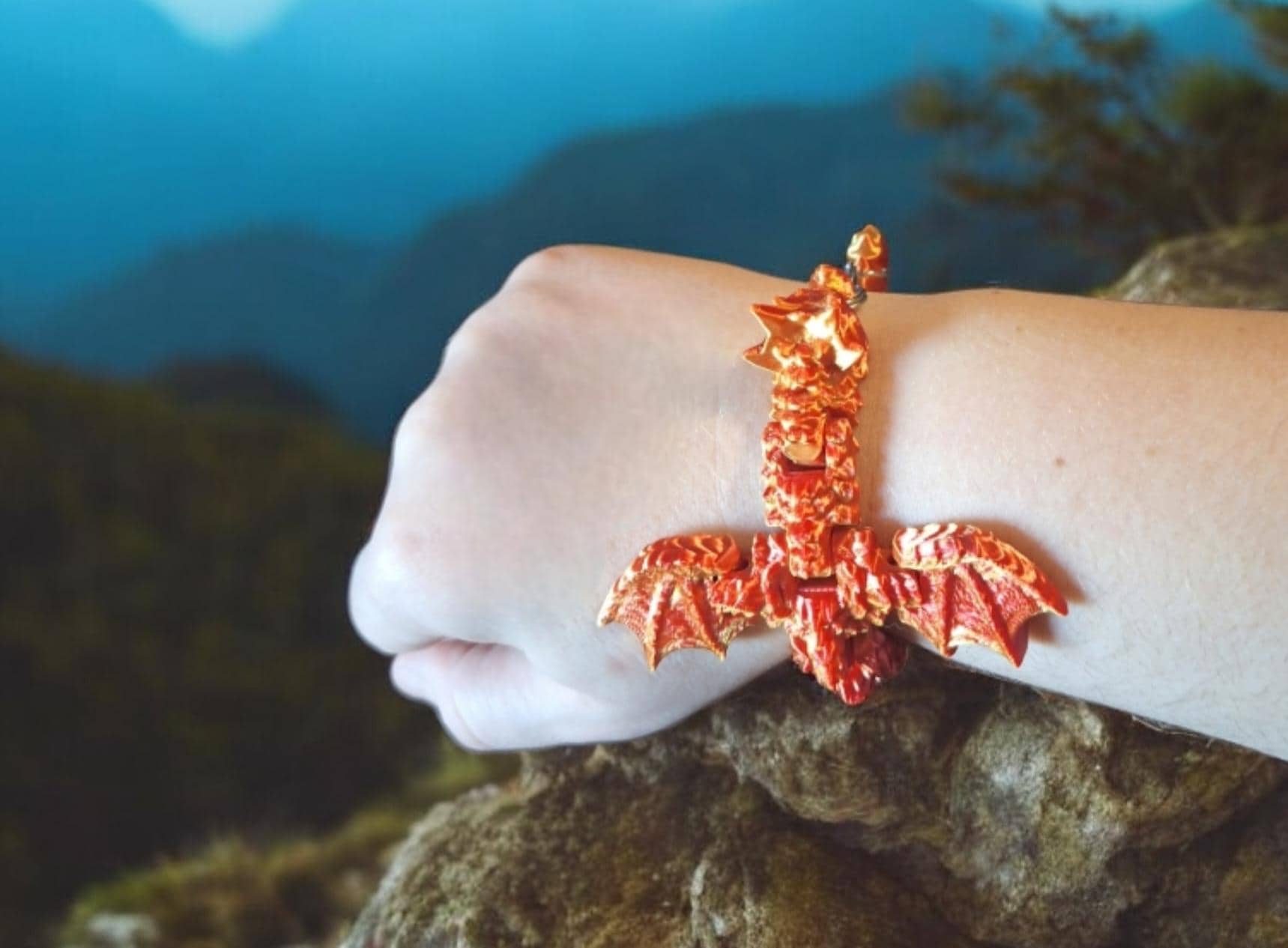 Painted 3D Dragon Link Bracelet / Dragon Bracelet / 3d Printed Dragon ...