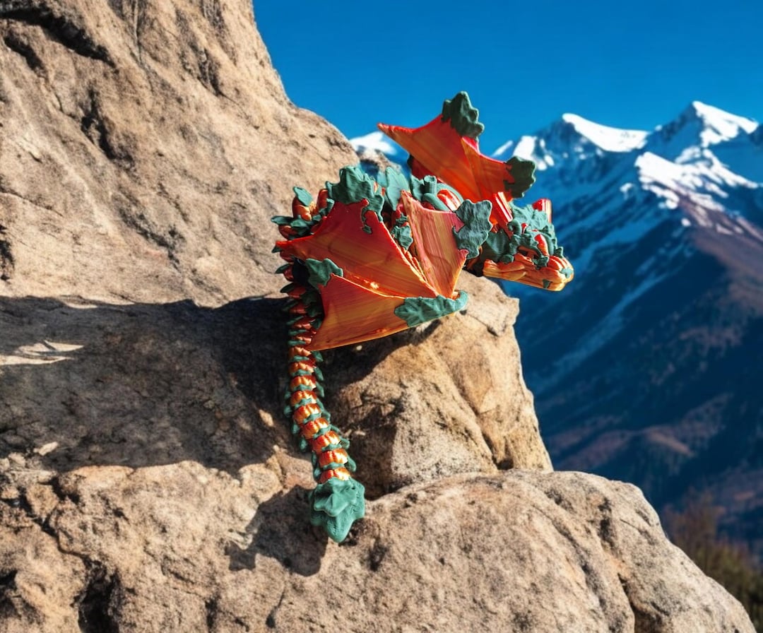 Painted 3D Metallic Red Orange Pumpkin Dragon / 3d Printed Dragon ...