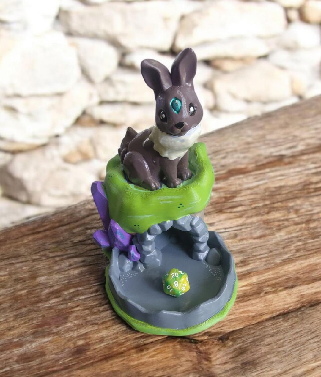 Hand Painted 3D Bunny Rabbit Dice Tower / 3d Printed Bunny and Crystals ...