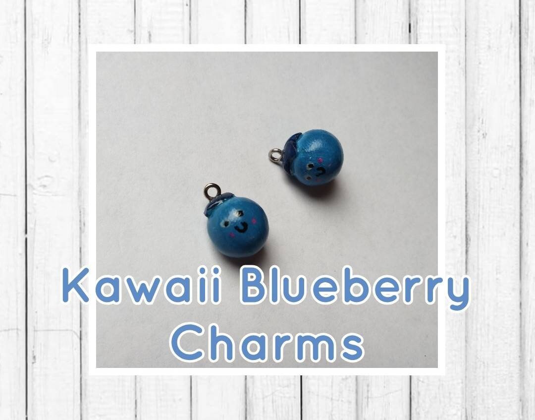 Kawaii Blueberry Charms / Polymer Clay Blueberry Charms / Kawaii Food ...
